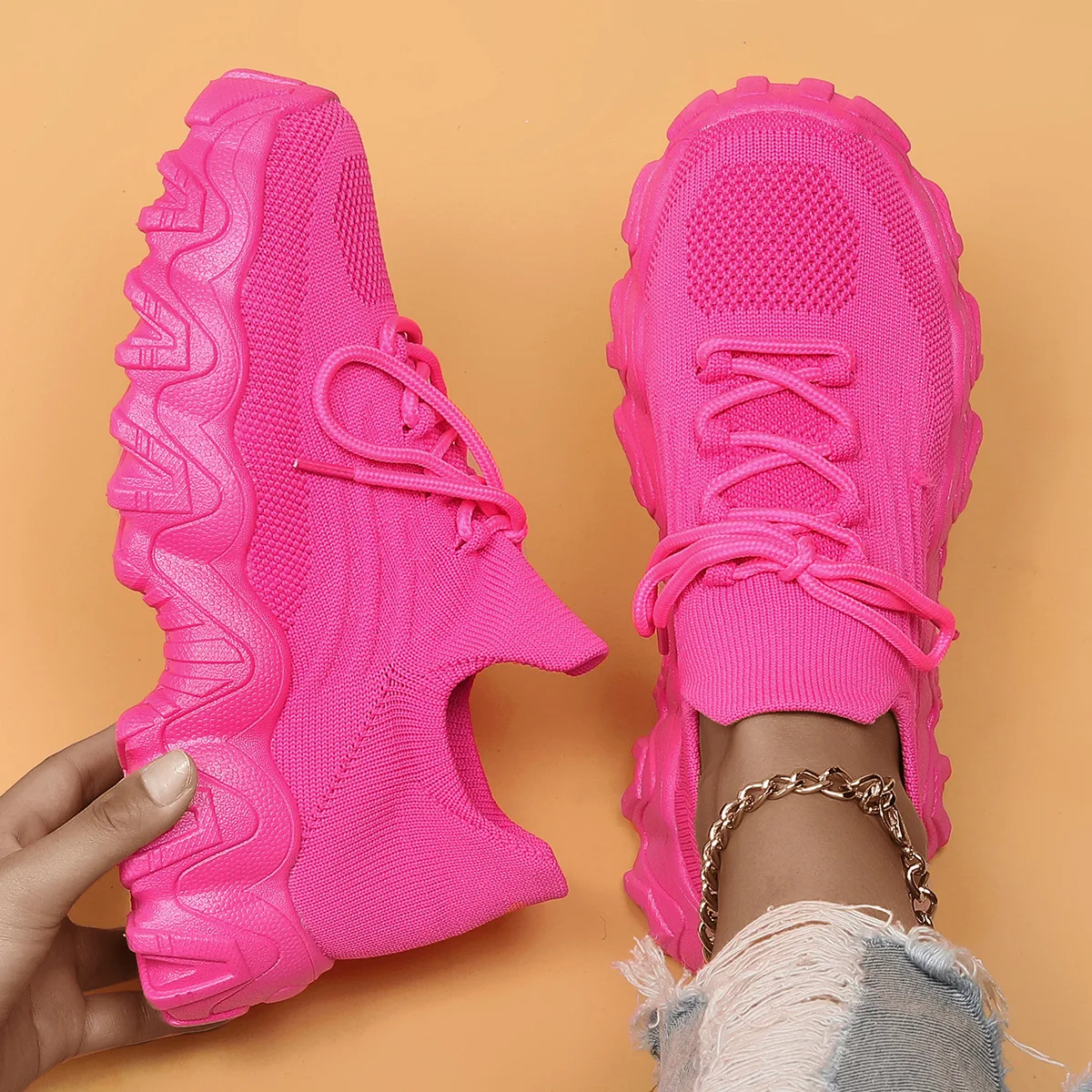 Women-s-Athletic-Running-Shoes-Breathable-Mesh-Slip-on-Ruibao-Chunky ...