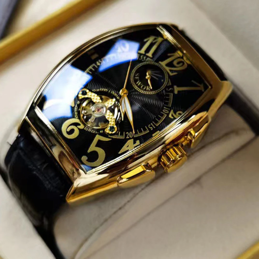 Luxury Mens Automatic Mechanical Watches Tourbillon Skeleton Wrist ...