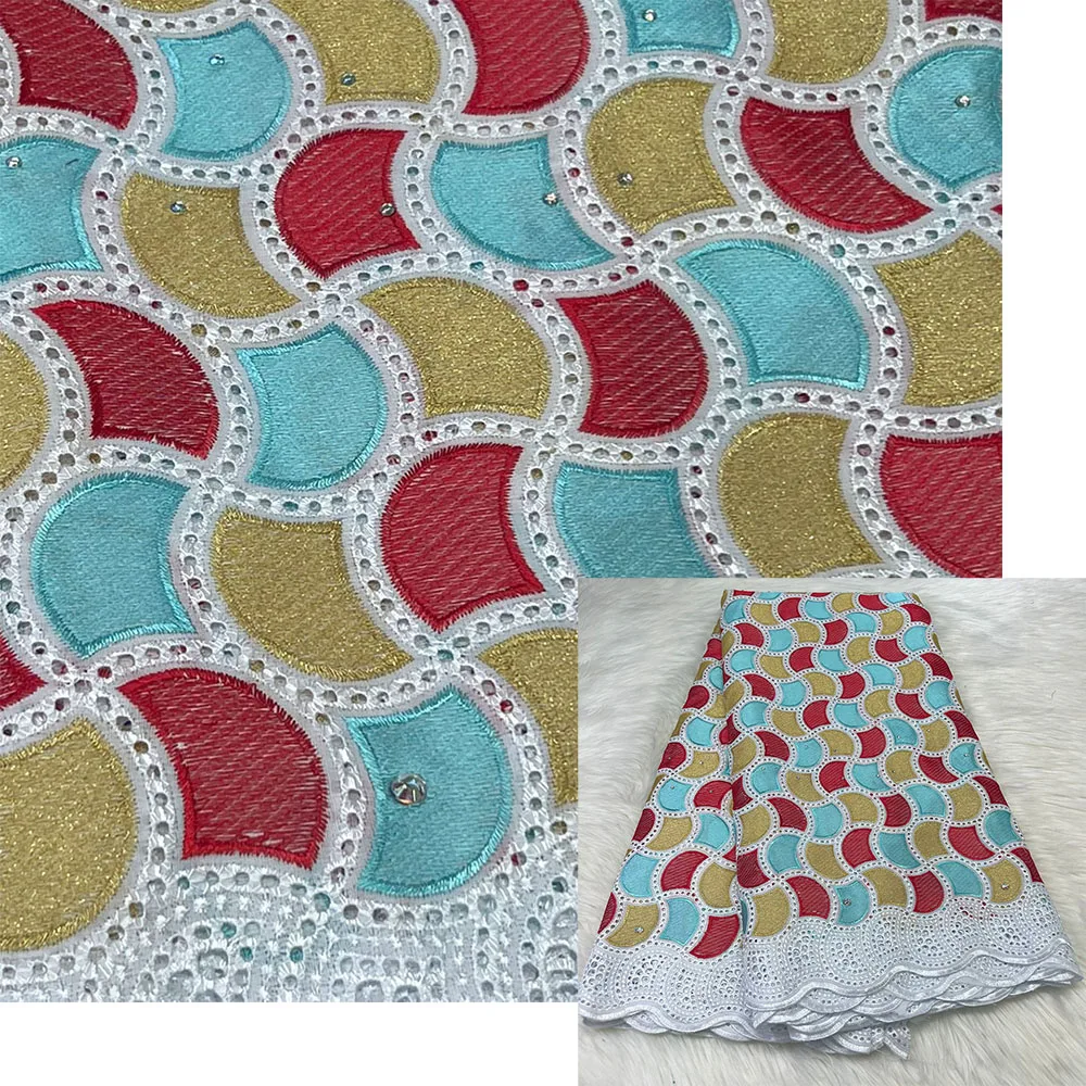 Magnifique tissu africain brodé en dentelle de coton pour femmes ...