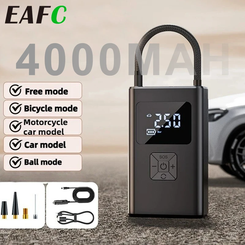 EAFC 12V Dual-Purpose Mode Car Inflator Pump150PSI Electric 4000Mah ...
