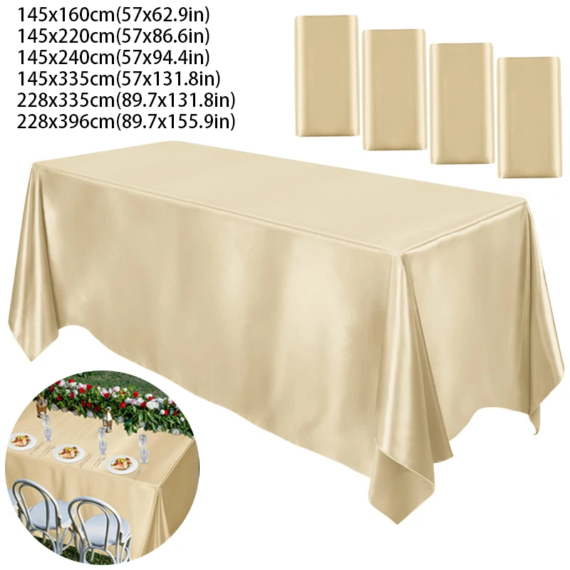 Solid Color Satin Tablecloth Table Cover Overlay Birthday Wedding ...