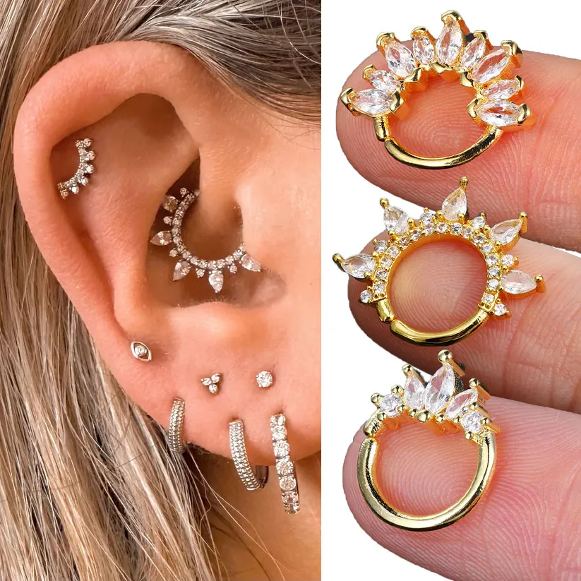 1PC Daith Piercing Ear Hoop Earring for Women Girlish Zircon Ear Ring ...