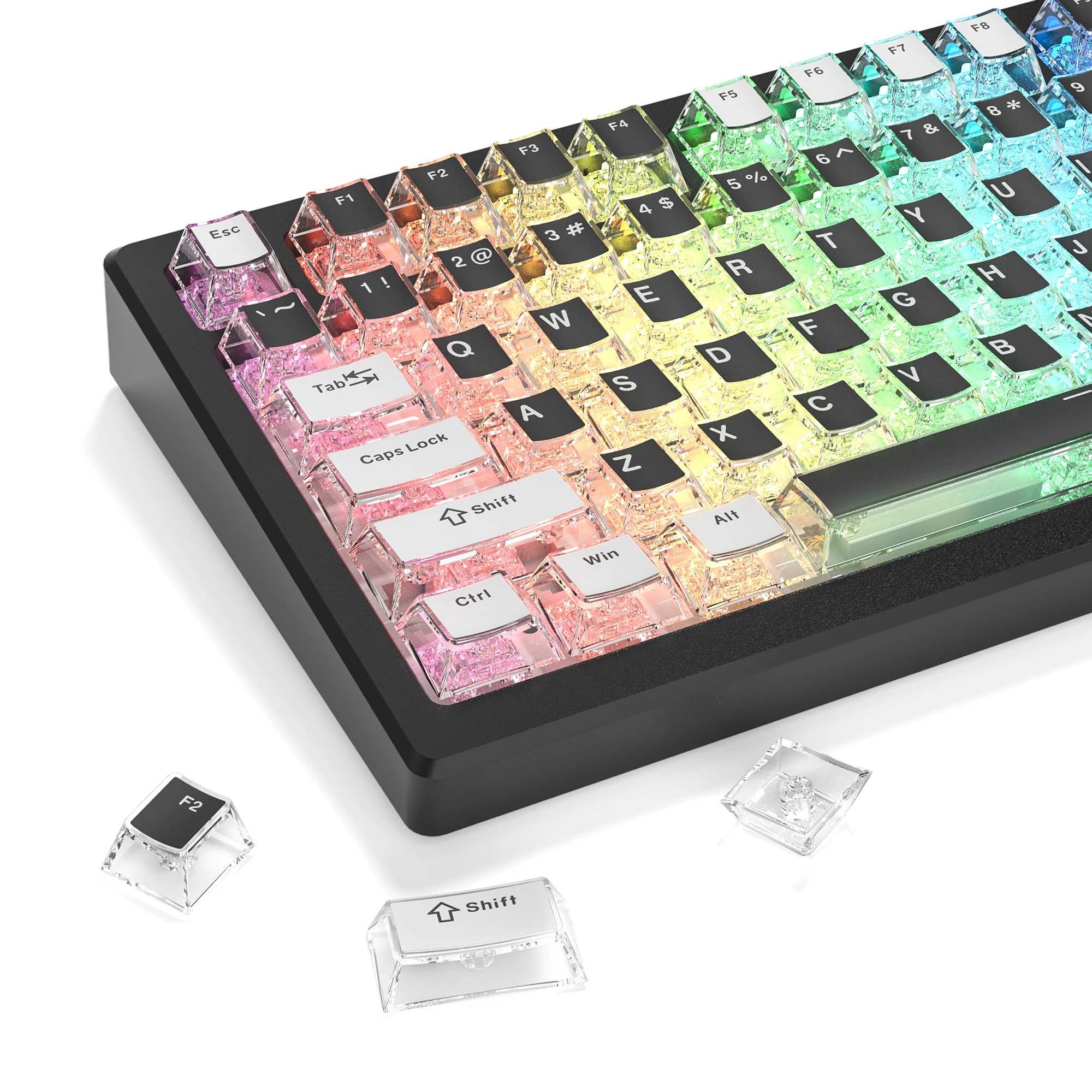 128-Key-Backlit-PC-Transparent-Keycap-White-Black-Cherry-Profile-RGB ...