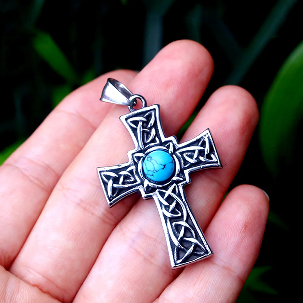Collar-de-Cruz-vikinga-celta-Vintage-con-piedra-azul-collar-con ...