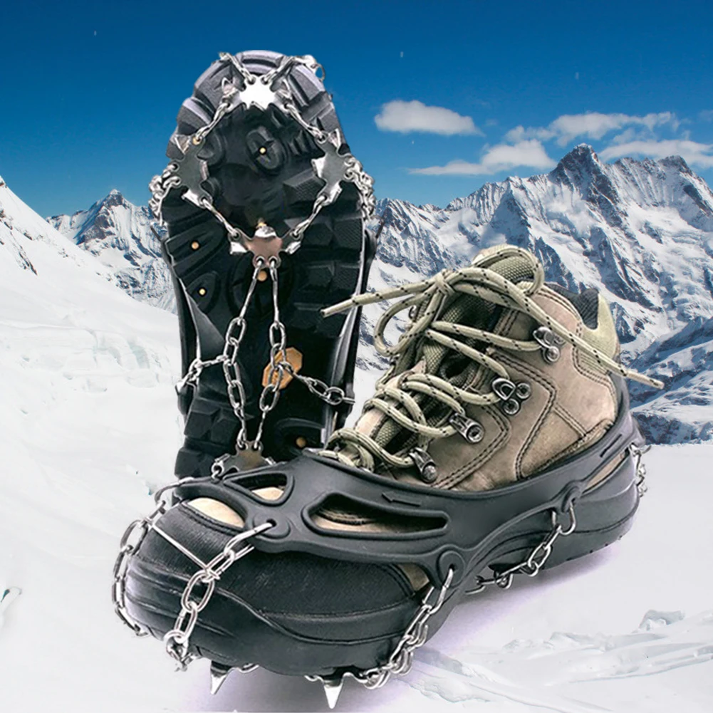 19-Teeth-Mountaineering-Cleats-Anti-Slip-Ice-Snow-Shoes-with-Grips ...