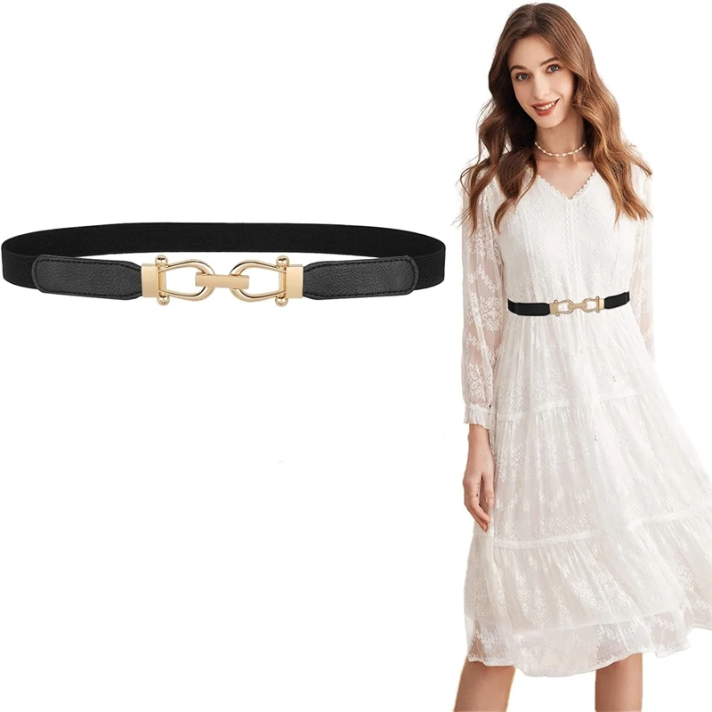 Fashionable-Women-Belts-Versatile-Elastic-Narrow-Waistband-Decor-Dress ...