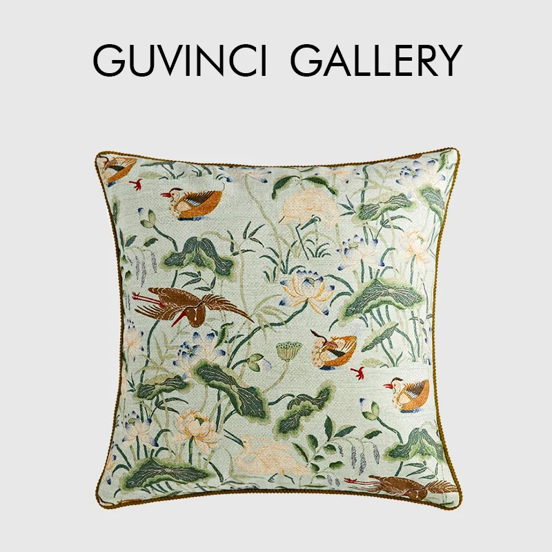 GUVINCI British Garden Decorative Throw Pillow Case Wild Duck And Lotus ...