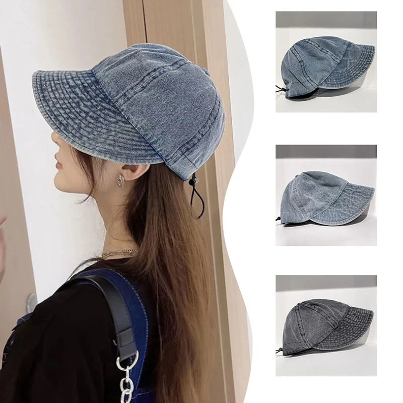 Rerto-Washed-Denim-Sun-Hats-For-Women-Men-Fashion-Wide-Brim-Adjustable ...