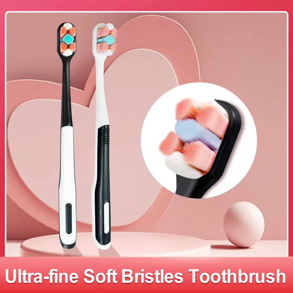 2pcs Soft Toothbrush For Adult Tooth Brush Colorful Fluffy Hair Ultra ...
