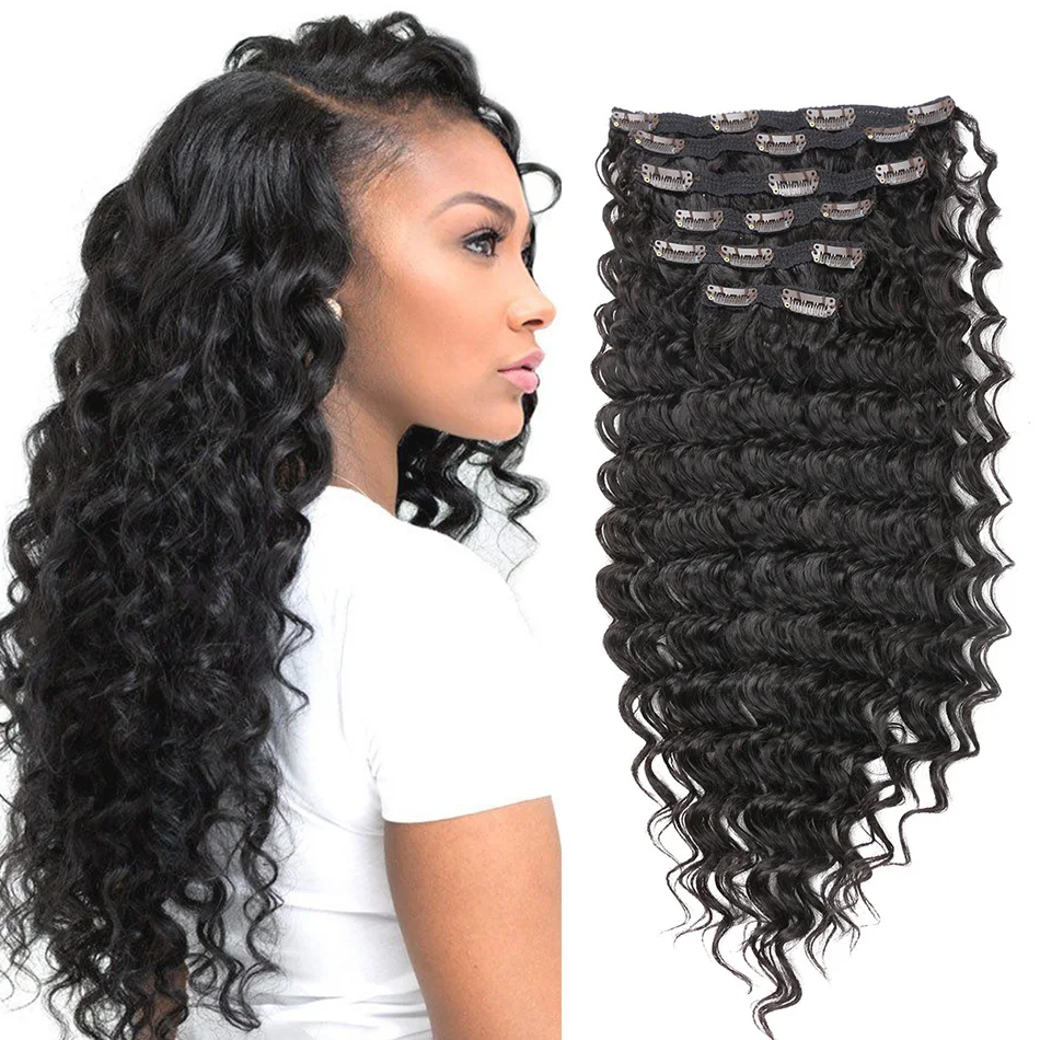 Extensions-de-cheveux-clipser-boucl-s-Deep-Wave-pour-femmes-double ...