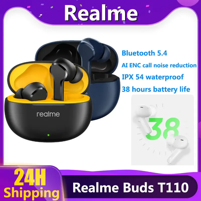 Realme-TechLife-Buds-T110-Bluetooth-5-4-AI-ENC-Ture-Wireless-Headphones ...