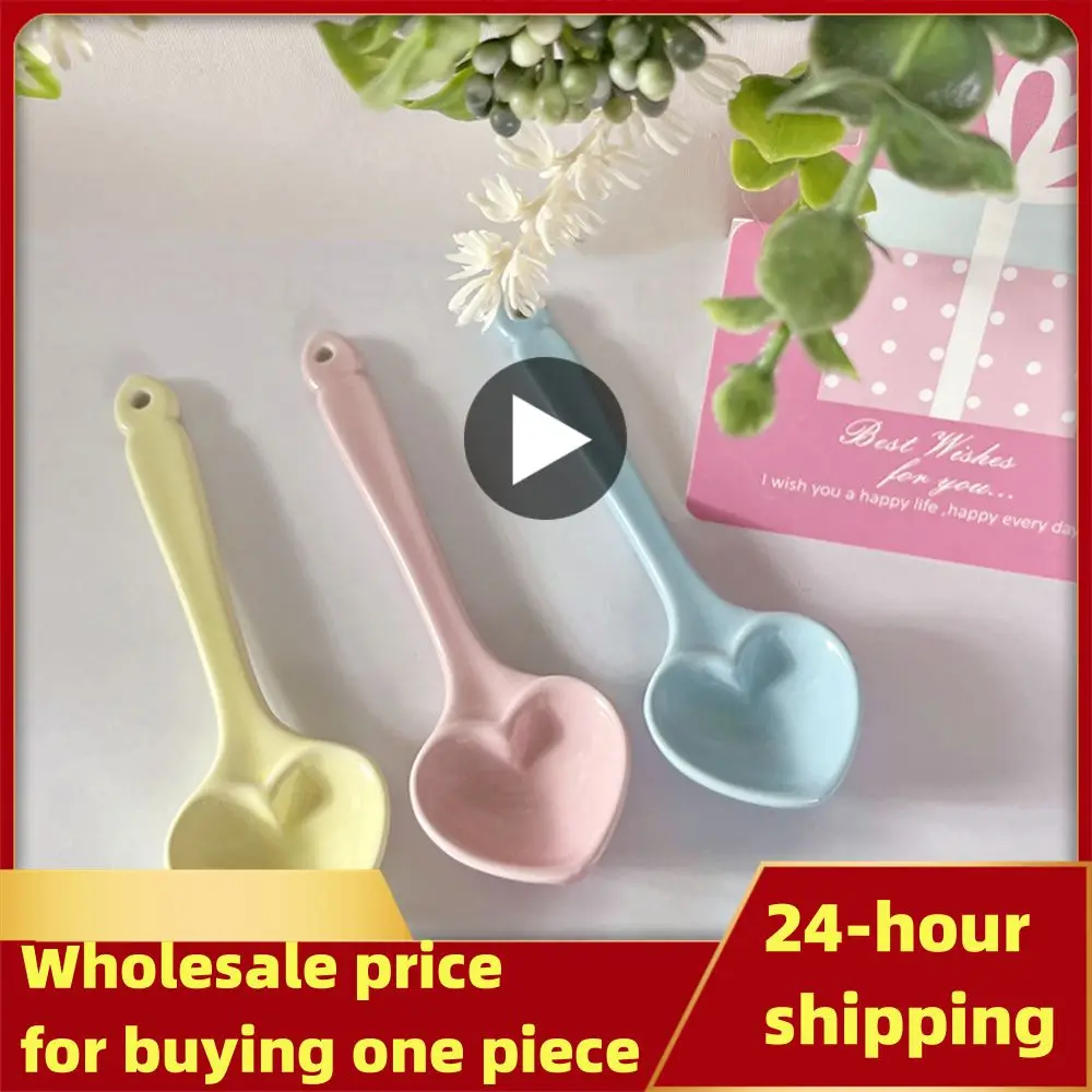 Romantic-Ins-Macaroon-Love-Spoon-Heart-Coffee-Spoon-Cute-Ceramic-Mixing ...