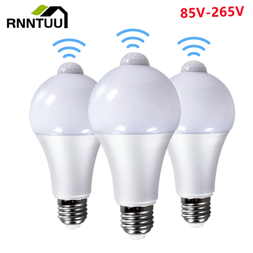 85-265v E27 Pir Motion Sensor Lamp 9w 12w 15w 18w Led Bulb With Motion ...