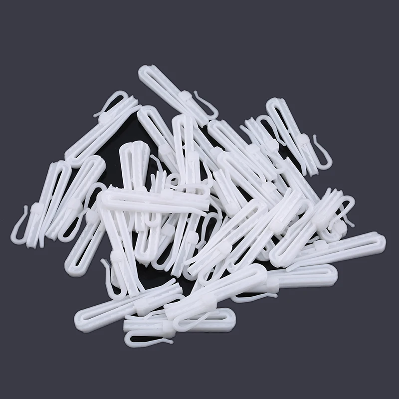 80-100PCS-Curtain-Hanging-Hooks-Adjustable-hook-Ring-Window-White ...