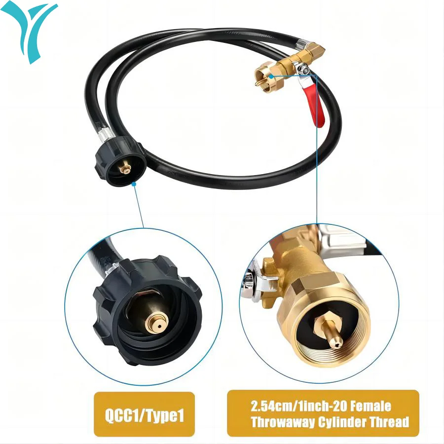 1pc-Propane-Tank-Refill-Adapter-Kit-3ft-Hose-With-Safety-Shutoff-Valve ...