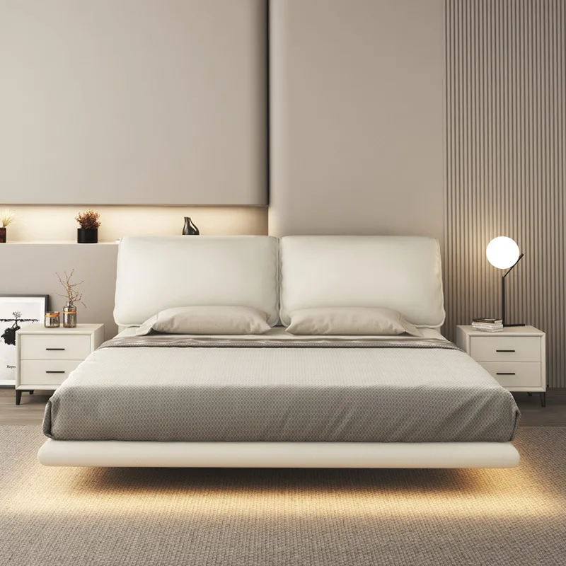 Suspension-bed-white-cream-small-family-master-bedroom-double-marriage ...