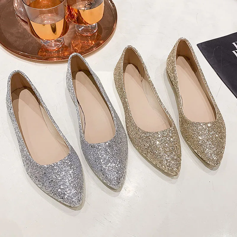 Silver Sequin Flats