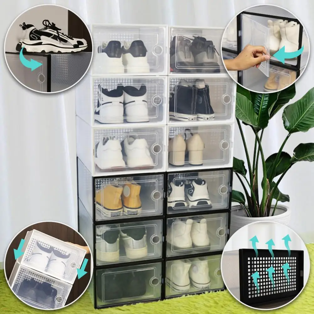 Clear-Stackable-Shoe-Box-Organize-Maximize-Storage-Space-Thickened ...