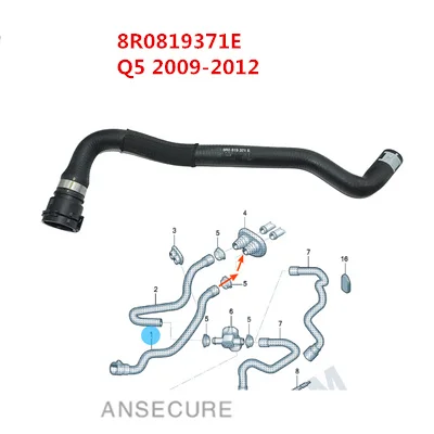 Engine-Coolant-Heater-Water-Hose-Pipe-For-Audi-Q5-2009-2012-8R0-819-371 ...