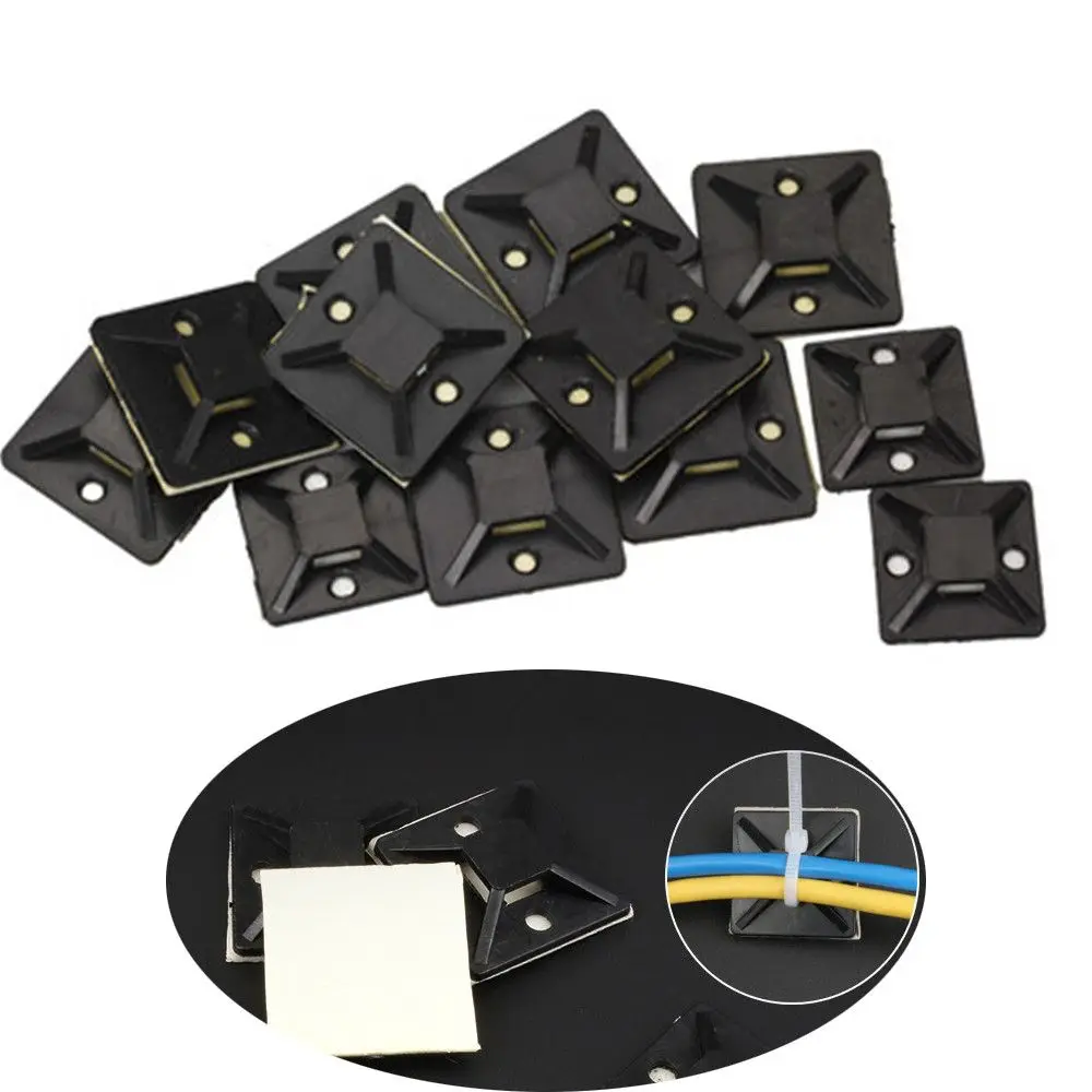 100pcs-Black-Zip-Tie-Car-Cable-Wire-Removable-Self-Adhesive-Wall-Holder ...