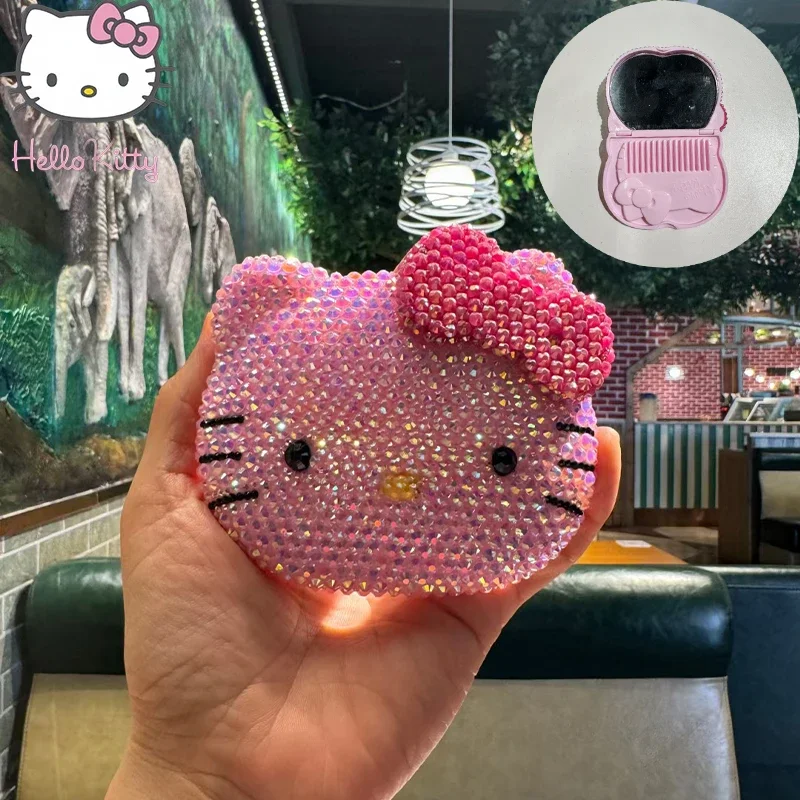 2024-New-Hello-Kitty-Shiny-Sticking-Diamond-Makeup-Mirror-Cartoon ...
