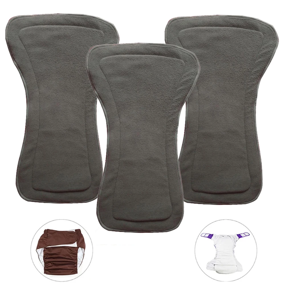 Washable Adult Diaper 4 Layers Bamboo Charcoal Cloth Nappy Liner Super ...