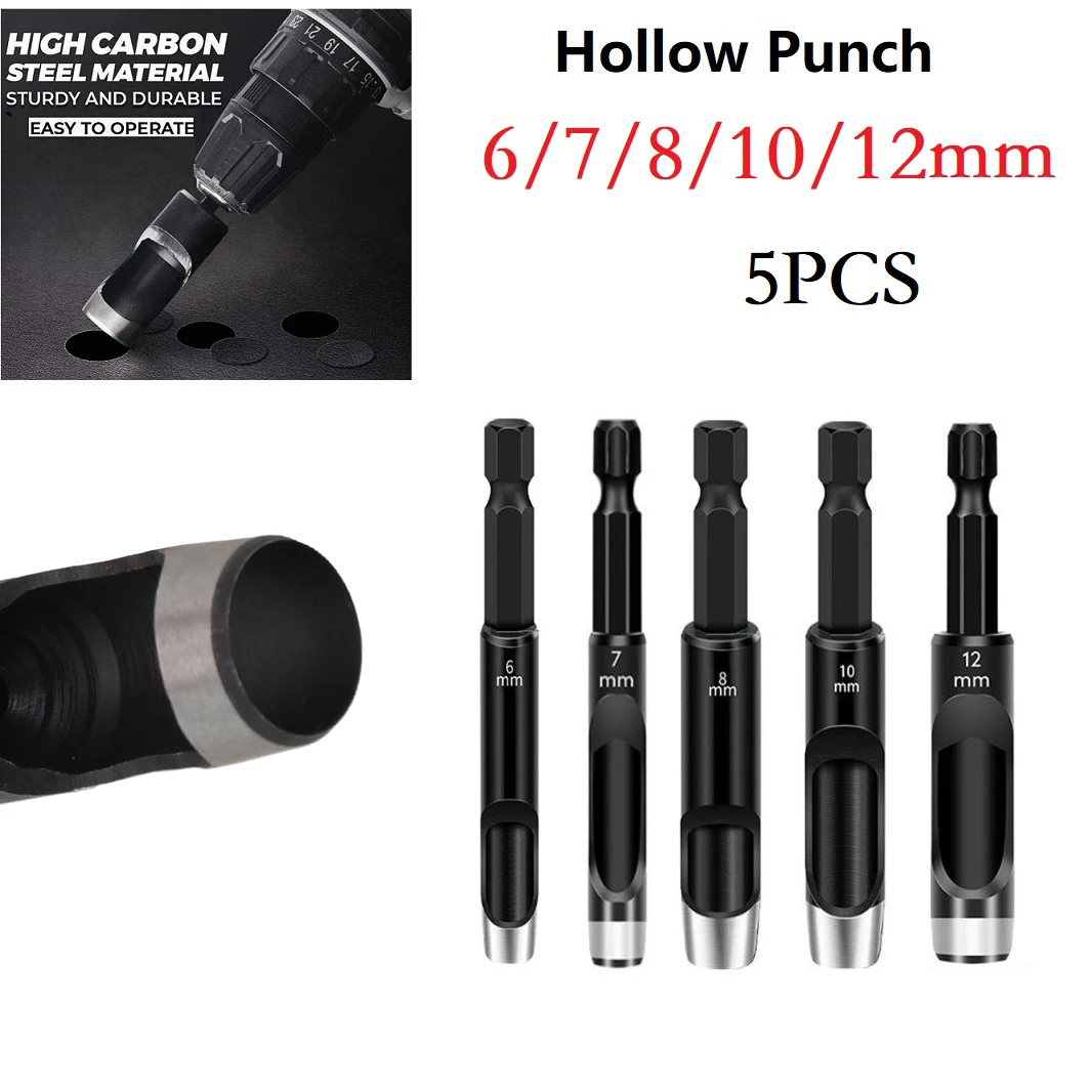 5pcs-6-35mm-Hole-Puncher-Hex-Shank-Drill-Adapter-Electric-Machine ...