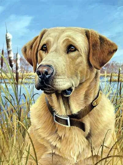 Yellow Lab Hunting Painting