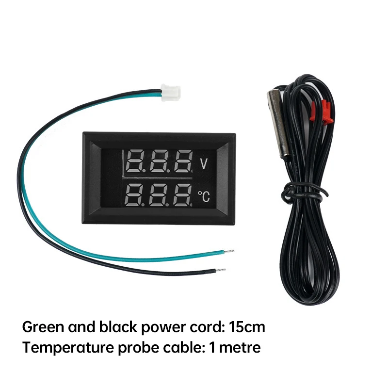 DC4-28V -40～120 ℃ デジタル電圧計温度計 0.28 インチ LED ディスプレイ 1 メートル NTC 10K 温度プローブ ...