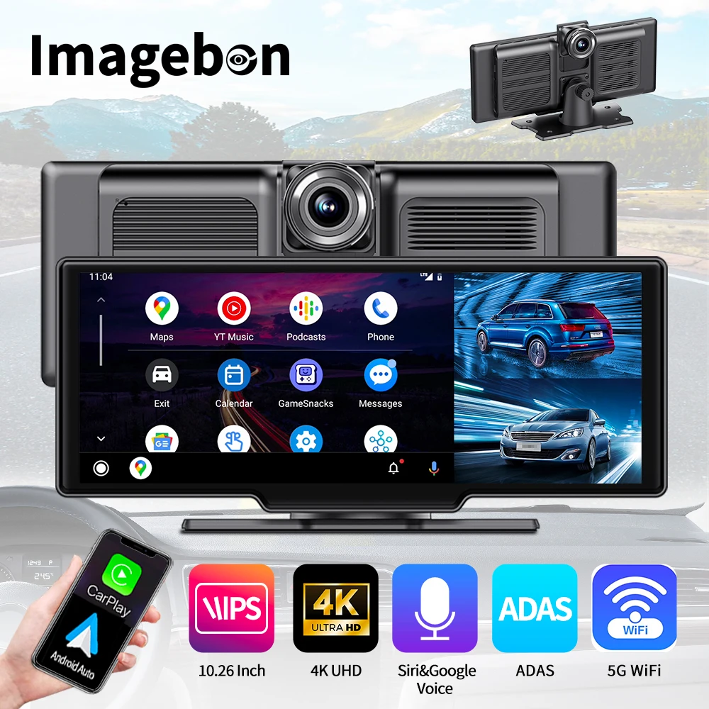 10-26-Inch-4K-ADAS-Car-DVR-Wireless-Wired-CarPlay-Android-Auto-Dash-Cam ...