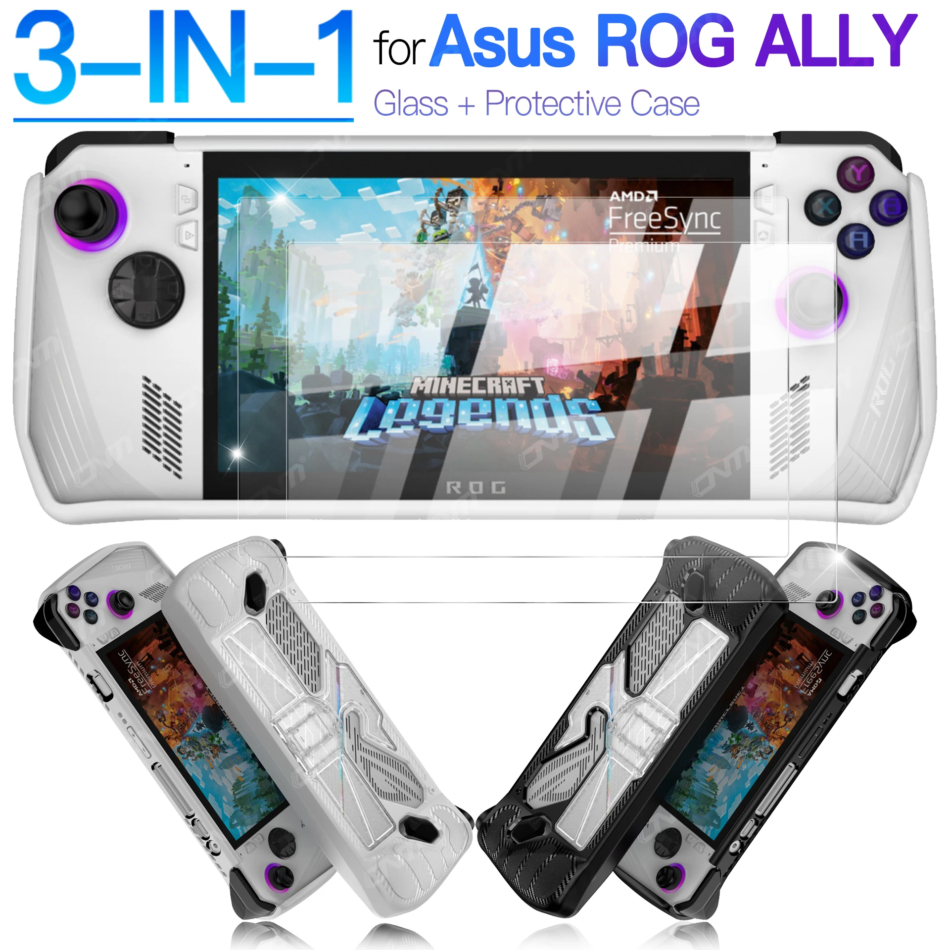 2Pcs Glass + Consoles Protective Case for Asus ROG ALLY Anti-fall ...