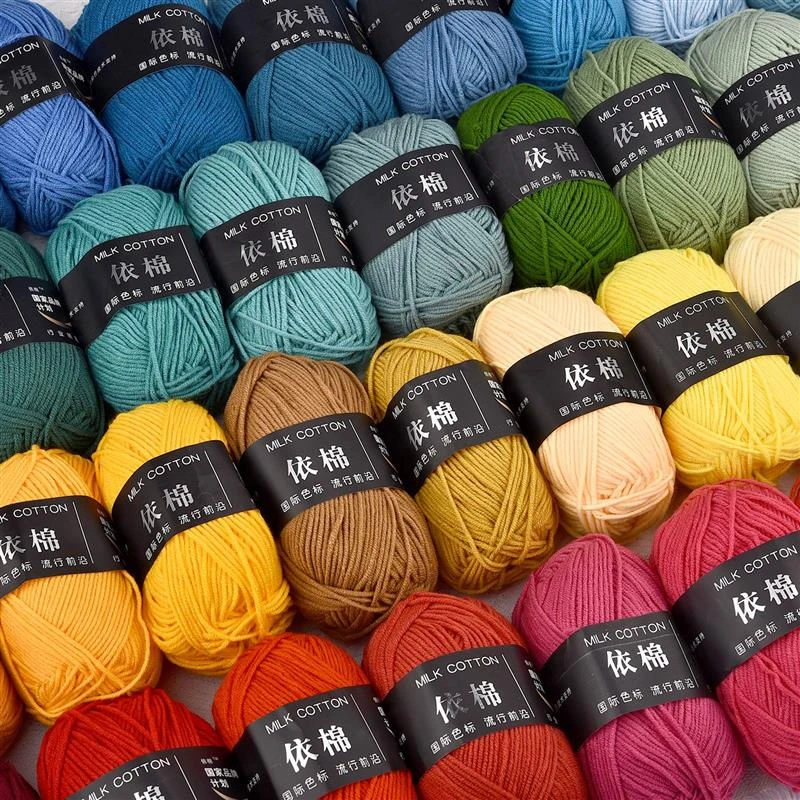50g Milk Cotton Crochet Yarn 4ply Knitting Wool Needlework Dyed Lanas ...