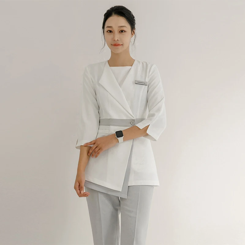 Korean Style Beauty Salon Female Spring and Autumn Work Blouse+Pants ...