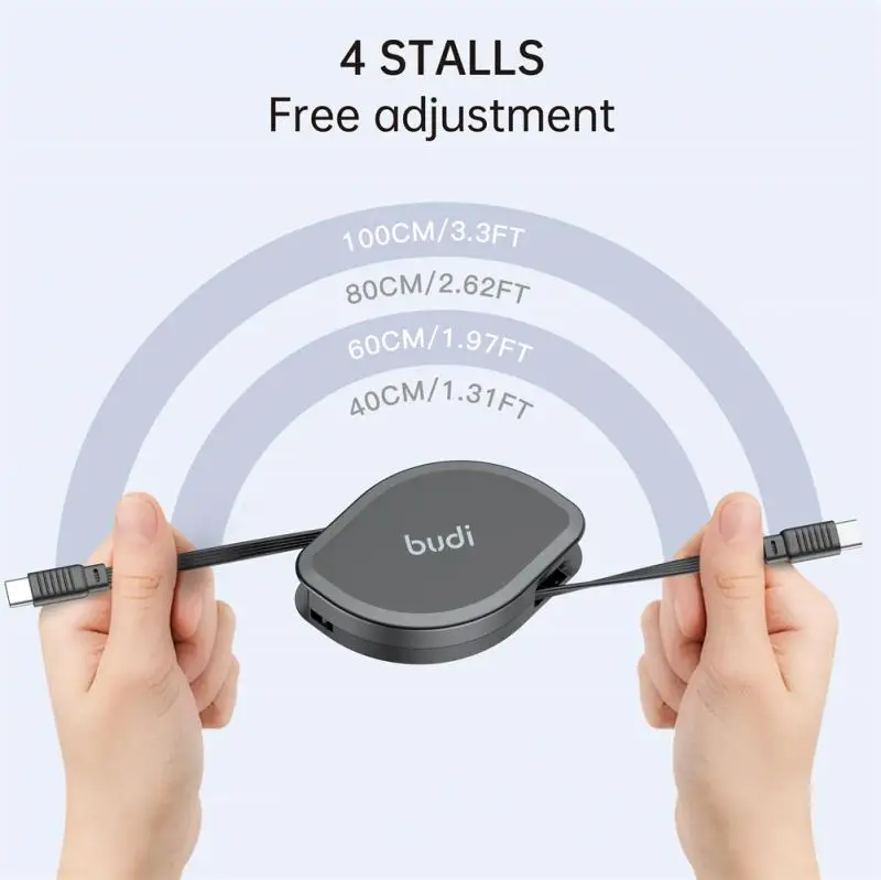 Multi-purpose Charging Cable Budi Adjustable Portable Retractable Wire ...