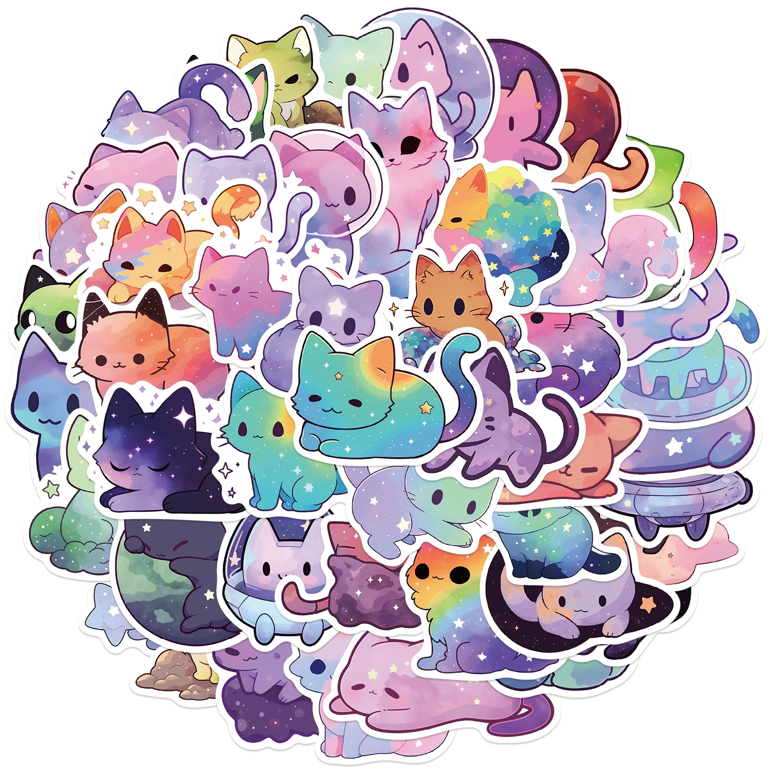 50Pcs-Cartoon-Starry-Sky-Cat-Graffiti-Stickers-for-Kid-Sticker-Decals ...