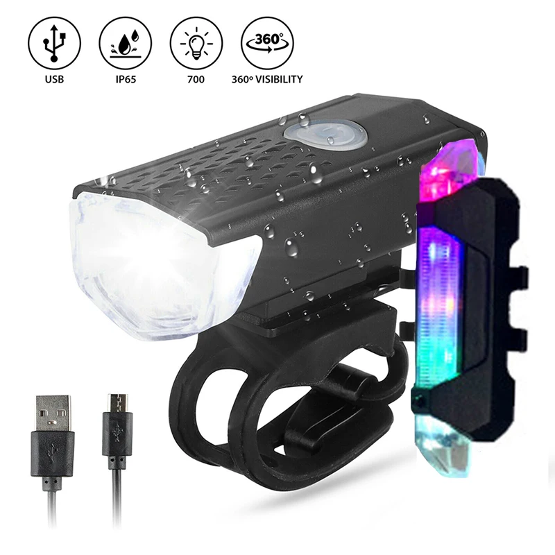 Cycling-Light-Bicycle-Light-USB-LED-Rechargeable-Set-Mountain-Cycle ...