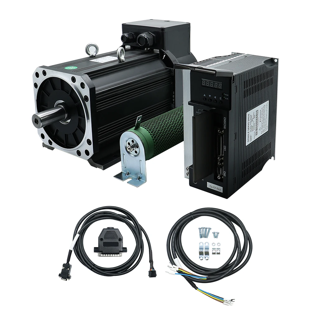 HLTNC AC Servo Spindle Motor With Driver Kit 3.7KW 5.5KW 7.5KW 380V ...