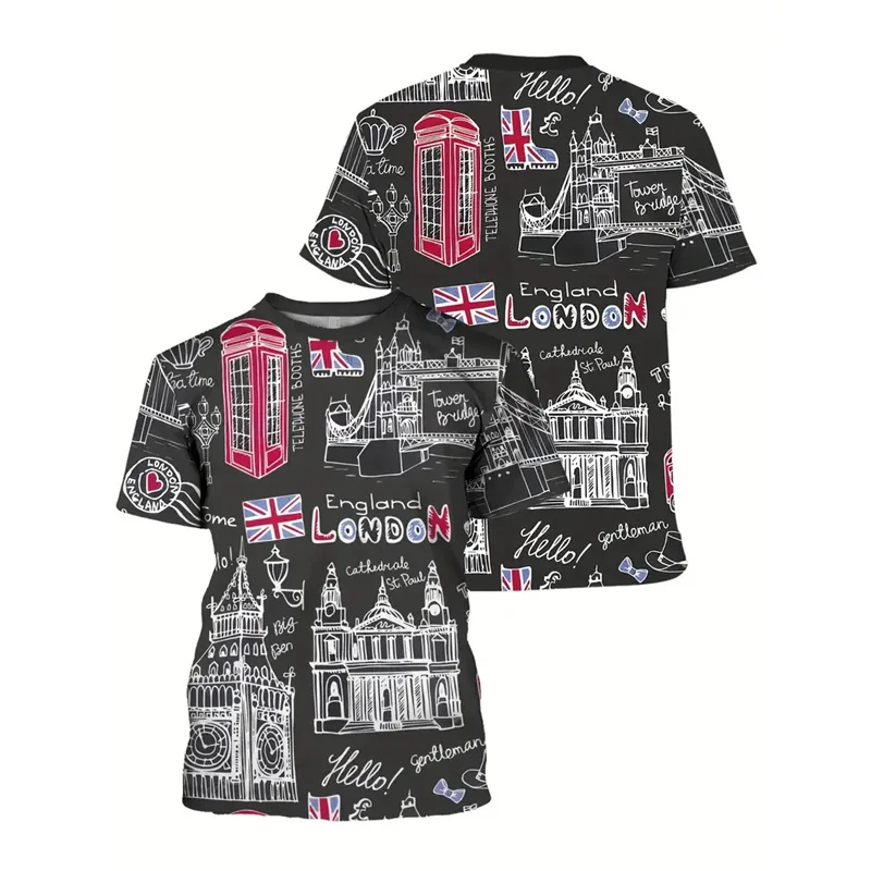 British London Graphics T Shirt For Men New Design 3d Printed England T ...