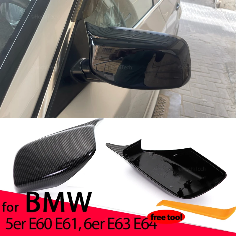 Carbon-Fiber-Pattern-Black-Side-Mirror-cover-Replacement-for-BMW-5 ...
