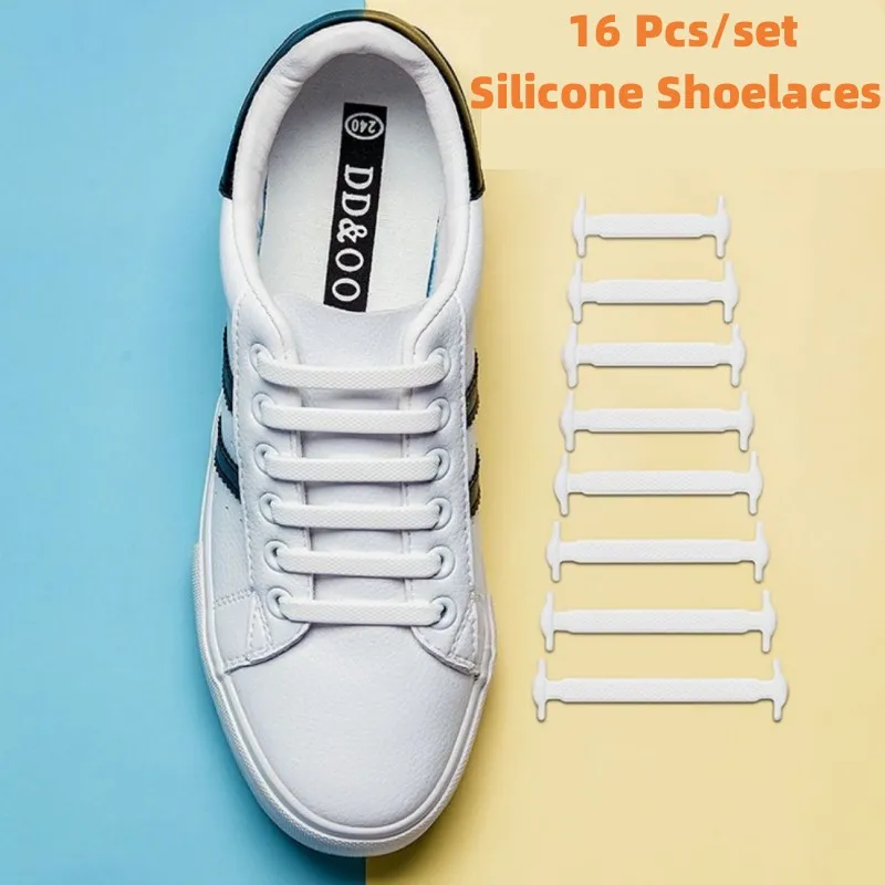 New-12-16Pcs-Elastic-Shoe-Laces-All-Sneakers-Silicone-Stretch-Shoelaces ...
