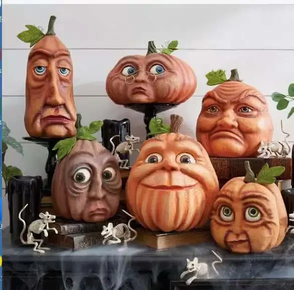 Halloween-Decoration-Weird-Human-Face-Resin-Pumpkin-Desktop-Ornament ...