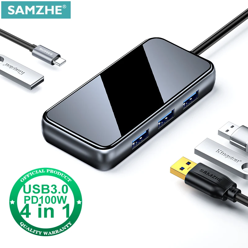 SAZMHE-HUB USB tipo C 4 en 1, adaptador Multi USB 3,0 para MacBook Pro ...