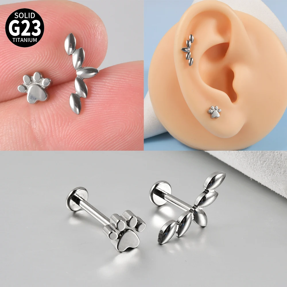 1PC-G23-Titanium16g-Paws-Ear-Tragus-Cartilage-Piercing-Five-Marquise ...