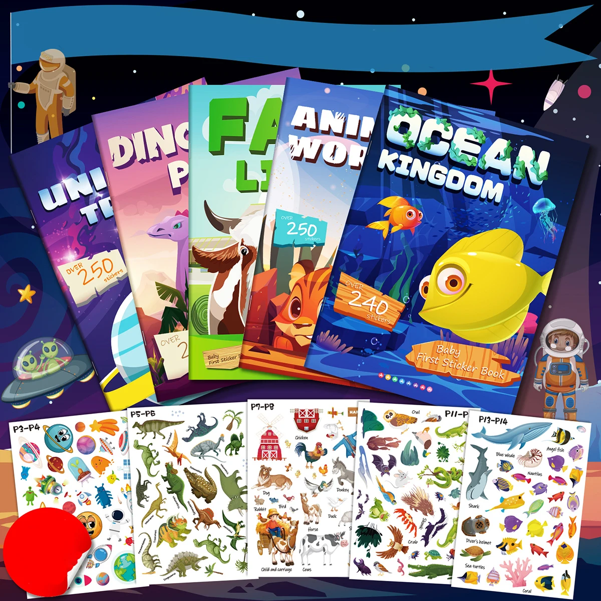 Reusable-Sticker-Books-for-Kids-5PCS-10PCS-Animals-Ocean-Stickers ...