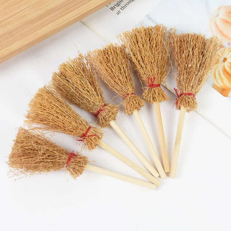 10-20Pcs-Halloween-Witch-Mini-Broom-Straw-Brooms-With-Red-Rope-For ...