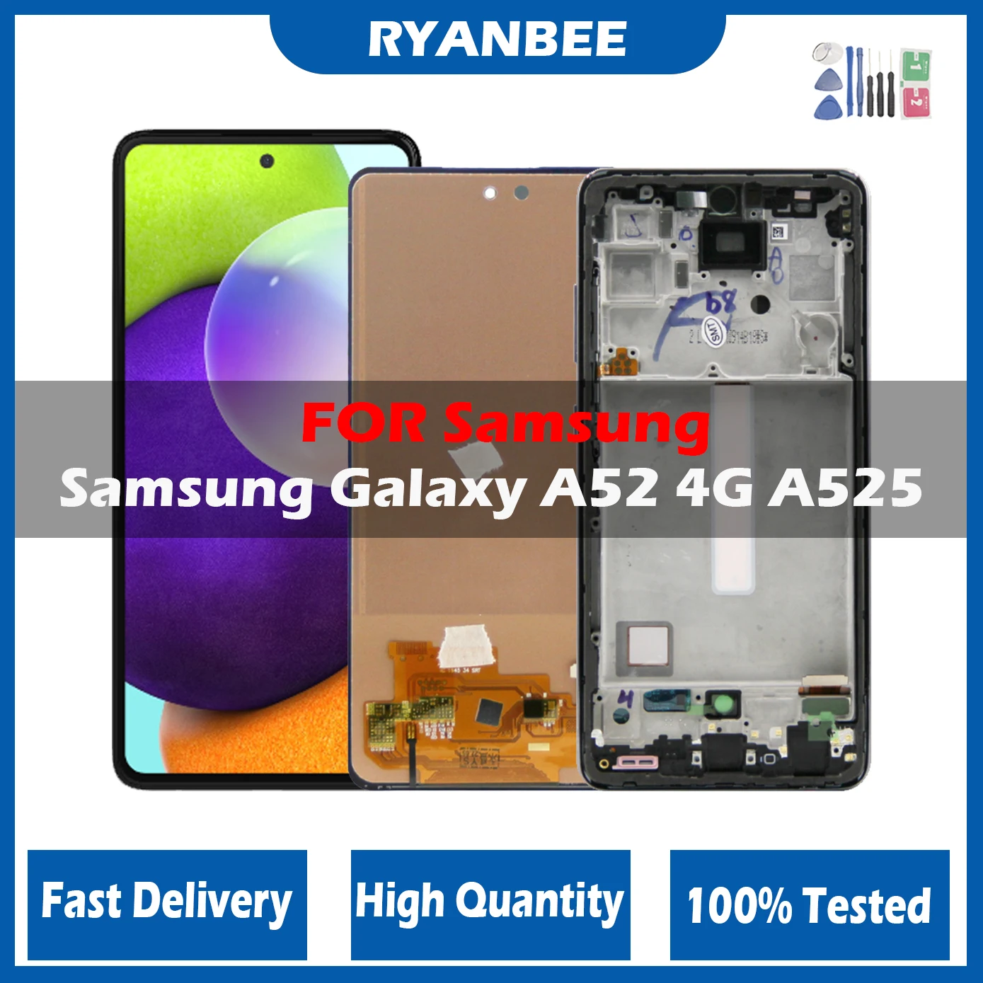 100-Tested-A525-LCD-For-Samsung-Galaxy-A52-4G-LCD-Display-Touch-Screen ...