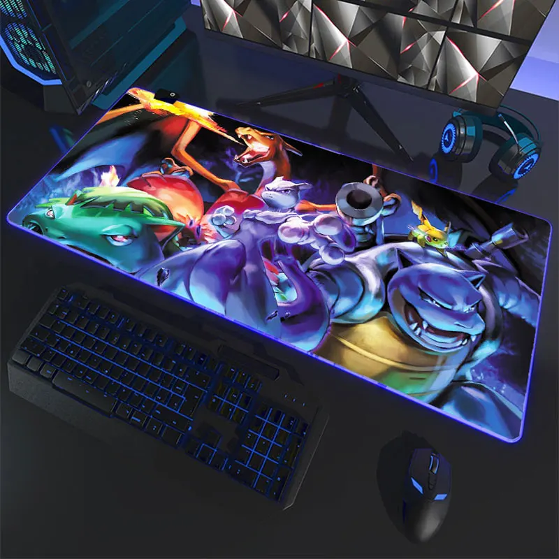 Anime-Pokemon-Red-RGB-Led-Mouse-Pad-Charizard-Bulbasaur-Squirtle ...