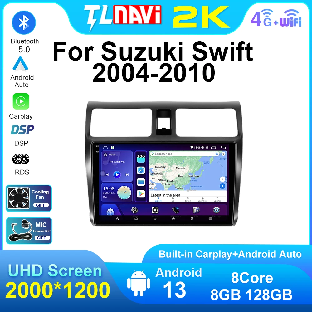 For-2004-2005-2006-2007-2010-Suzuki-Swift-Android-13-Radio-2K-QLED ...