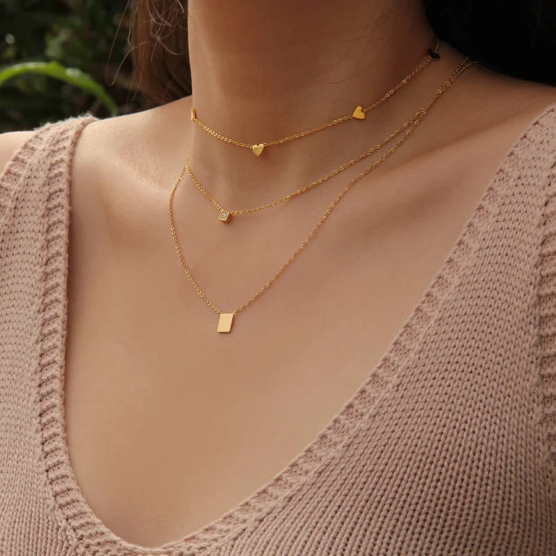 Collar-de-gargantilla-de-coraz-n-peque-o-de-acero-inoxidable-chapado-en ...