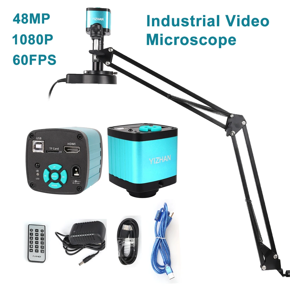 48MP 4K 1080P HDMI VGA USB Industrial Video Microscope Camera 1X-150X ...